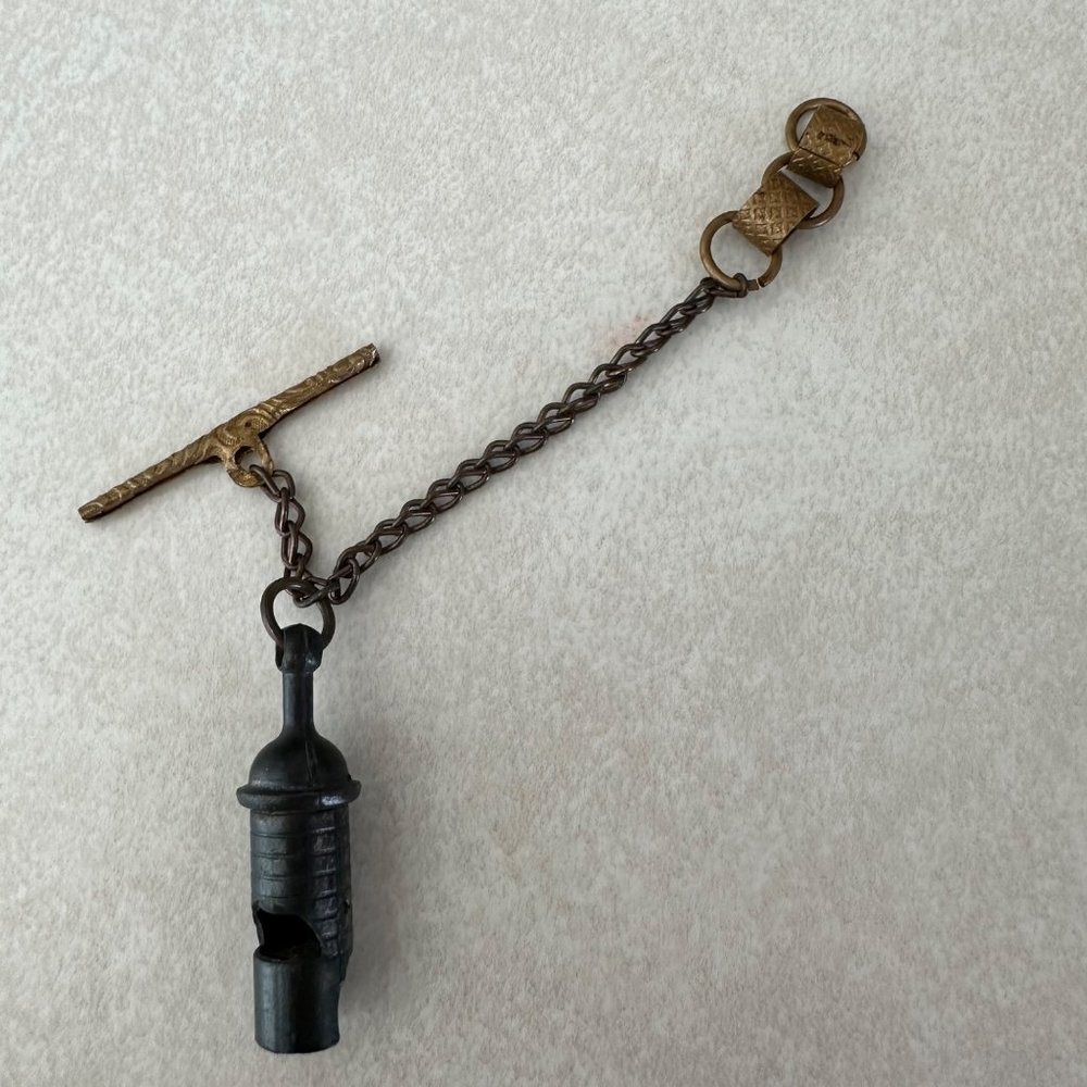 Antique Victorian Cast Iron Round Whistle On Pinchbec… - Gem
